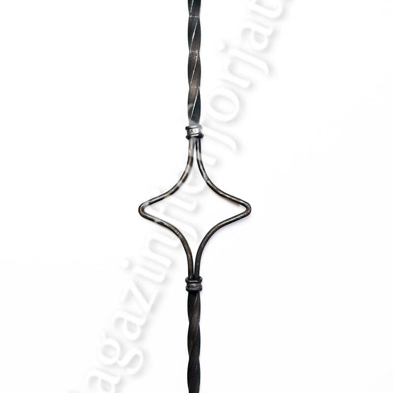 UNV70.28 Balustru din fier forjat cu un ROMB din 12x12mm torsionat H.9 ...